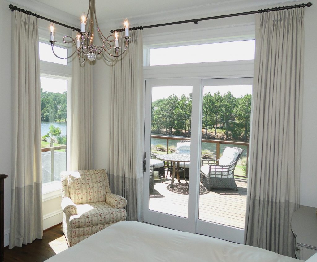 Custom-Made Two-Tone Traversing Drapery Panels (Miramar Beach, FL)