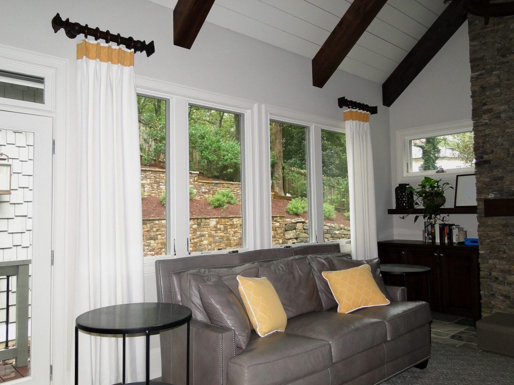 Custom-Made Stationary Drapery with Top Band of Color (Historic ...